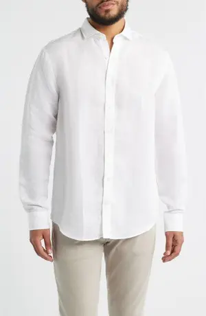 Johnnie-o Mccarthy Solid Linen Blend Button-up Shirt - White