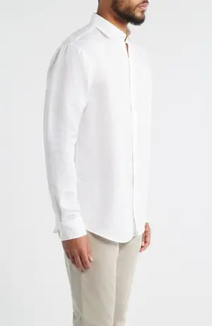 Johnnie-o Mccarthy Solid Linen Blend Button-up Shirt - White