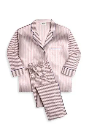 Sleepy Jones Marina Pajama Set - Burgundy Stripe