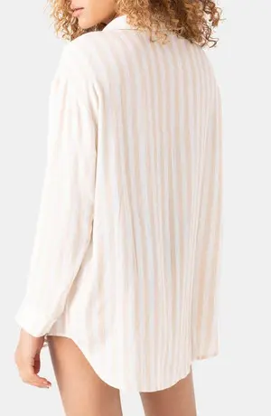 Roxy Stripe Out Oversize Cover-up Shirt
