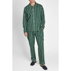 Sleepy Jones Henry Pajama Set - Hunter & Cream Sateen Stripe