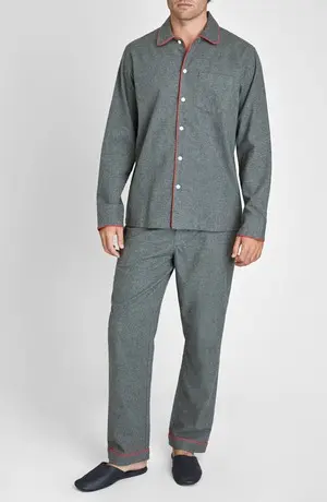 Sleepy Jones Flannel Henry Pajama Set - Charcoal Grey