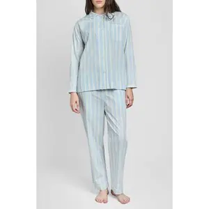 Sleepy Jones Bishop Pajama Set - Blue & Cream Double Stripe