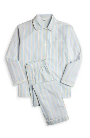 Sleepy Jones Bishop Pajama Set - Blue & Cream Double Stripe