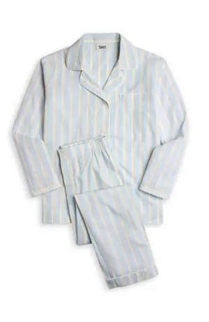 Sleepy Jones Bishop Pajama Set - Blue & Cream Double Stripe