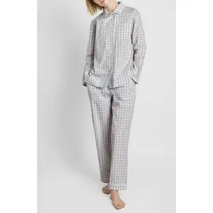 Sleepy Jones Bishop Pajama Set Large Grey Gingham
