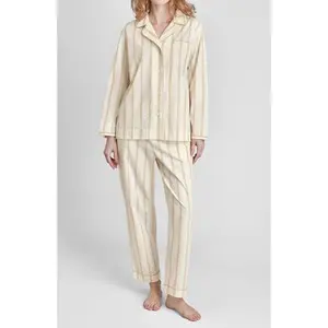 Sleepy Jones Bishop Pajama Set Sand & Cream Stripe
