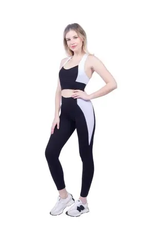 LEZAT Neda Colorblock Organic Cotton High Waisted Legging - Black