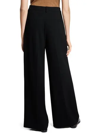 Theory Pleated High-rise Wide-leg Trousers - Black