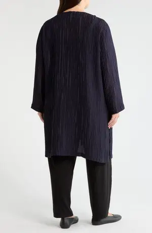 Eileen Fisher Micropleat Collarless Jacket