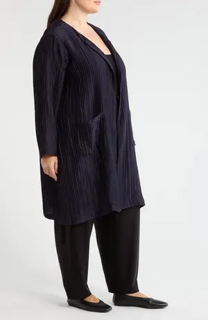 Eileen Fisher Micropleat Collarless Jacket