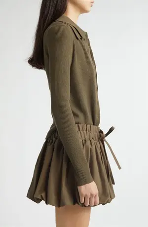 Monse Fold-up Slim Merino Wool Rib Cardigan