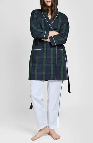 Sleepy Jones Isa Short Robe - Blackwatch