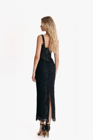 MILLA Sequinned Lace Maxi Dress