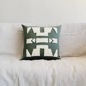 KANJU INTERIORS Ndebele Throw Pillowwith Insert - Forest Green
