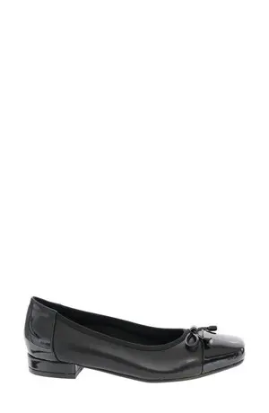 DAVID TATE Alpha Square Toe Flat - Black Nappa Patent