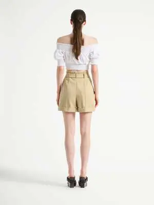 Balmain Cotton Gabardine High-waisted Shorts - Beige