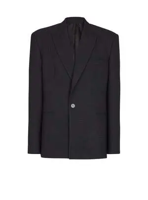 Balmain Monogram Grain De Poudre Single-button Jacket