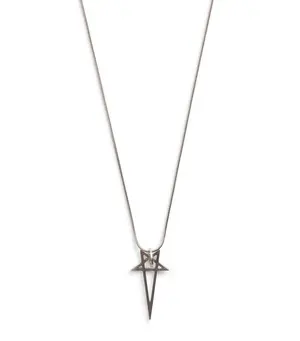Rick Owens Pentagram Charm Snake Chain Necklace - Silver