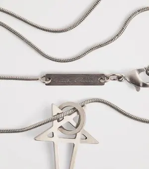 Rick Owens Pentagram Charm Snake Chain Necklace