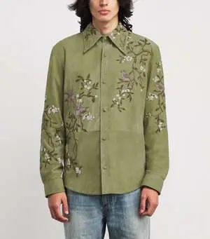 Amiri Suede Embroidered Shirt