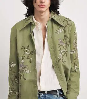 Amiri Suede Embroidered Shirt
