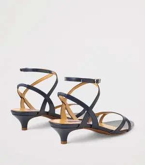 Ralph Lauren Calfskin Clarke Heeled Sandals - Navy