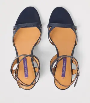 Ralph Lauren Calfskin Clarke Heeled Sandals - Navy