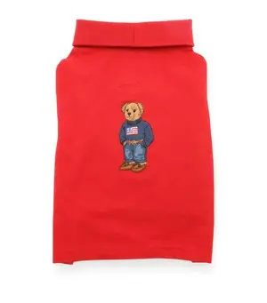 Ralph Lauren Cotton Polo Bear Dog Shirt - Red