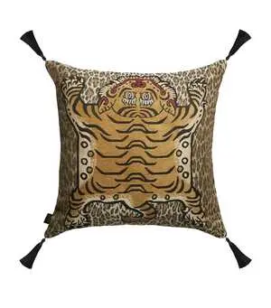 HOUSE OF HACKNEY Jacquard Wild Saber Tassel Cushion - Brown