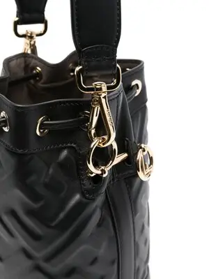 Fendi Mon Tresor Mini Leather Bucket Bag - Black