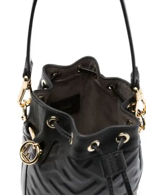 Fendi Mon Tresor Mini Leather Bucket Bag - Black
