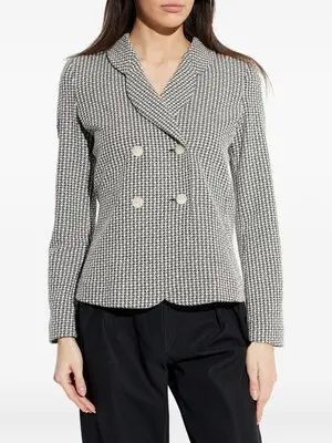 Emporio Armani Double-breasted Houndstooth Blazer - Beige