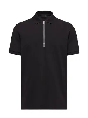 Moncler Pique Polo Shirt With Half Zip