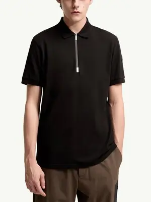 Moncler Pique Polo Shirt With Half Zip