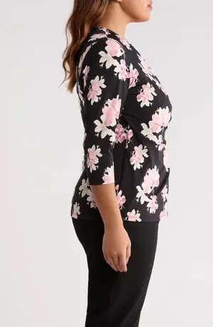 Anne Klein Floral Print Wrap Blouse