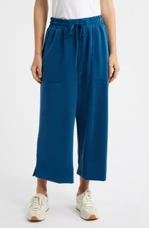 CITY BLUES Cropped Drawstring Pants - Blue Opal
