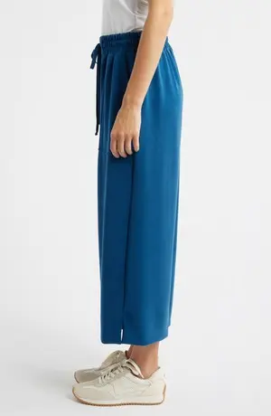 CITY BLUES Cropped Drawstring Pants - Blue Opal