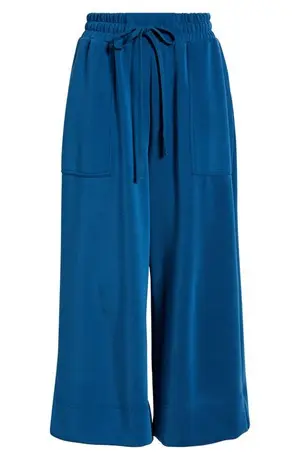 CITY BLUES Cropped Drawstring Pants - Blue Opal