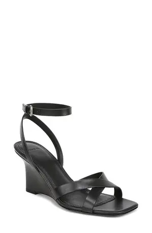 Vince Parma Ankle Strap Wedge Sandal - Black