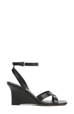 Vince Parma Ankle Strap Wedge Sandal - Black
