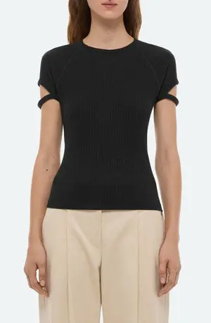 Helmut Lang Raglan Sleeve Rib T-shirt - Black