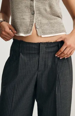 MAVI Pleated Pinstripe Wide Leg Trousers