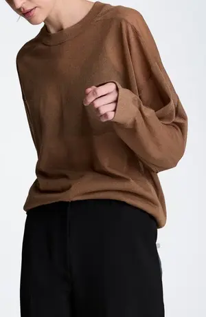 KENNETH COLE Sheer Crewneck Sweatshirt - Mesquite
