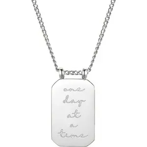 MANTRA One Day At A Time' Pendant Necklace - Silver
