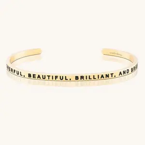MANTRA Powerful, Beautiful, Brilliant" Bangle Bracelet - Yellow Gold