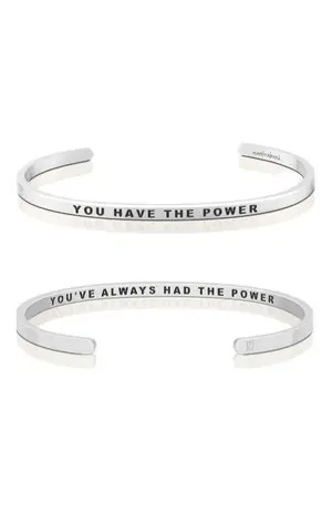 MANTRA You Have The Power Adjustable Stainless Steel Cuff Bracelet - Silver