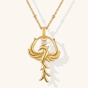 MANTRA Phoenix I Am Rising Pendant Necklace - Gold