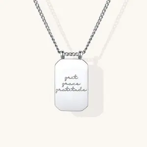 MANTRA Grit Grace Gratitude Pendant Necklace - Silver