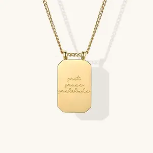 MANTRA Grit Grace Gratitude Pendant Necklace - Yellow Gold